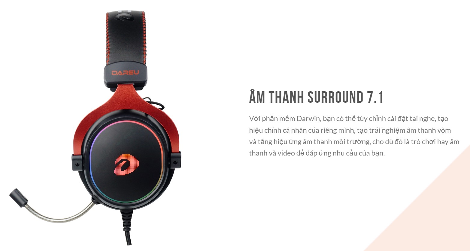 TAI NGHE DAREU EH925 RGB BLACK - Nakio Computer Phân Phối Chính Hãng Giá Rẻ